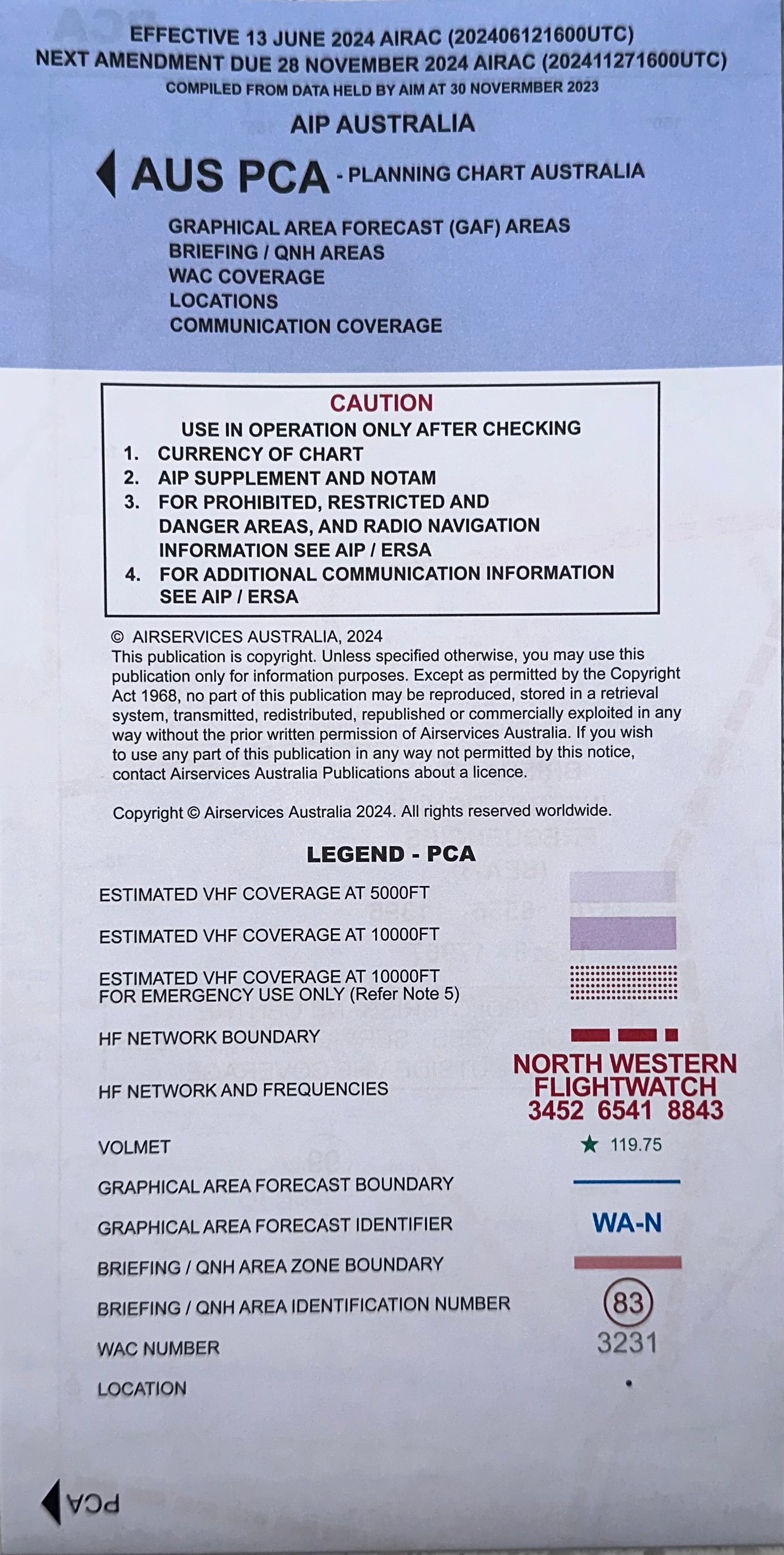 PCA Planning ChartAustralia & pilot supplies online
