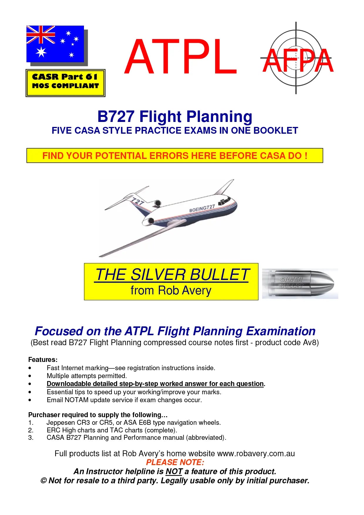ATPL Flight Planning Practice Exams Rob Avery for CASA Exam (AFPA)